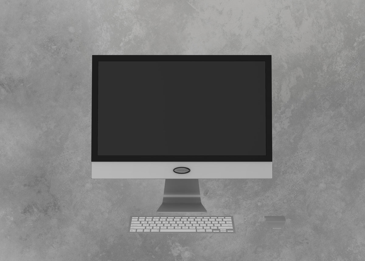 21 inch platinum computer prop with monitor keyboard and mouse, closed ...