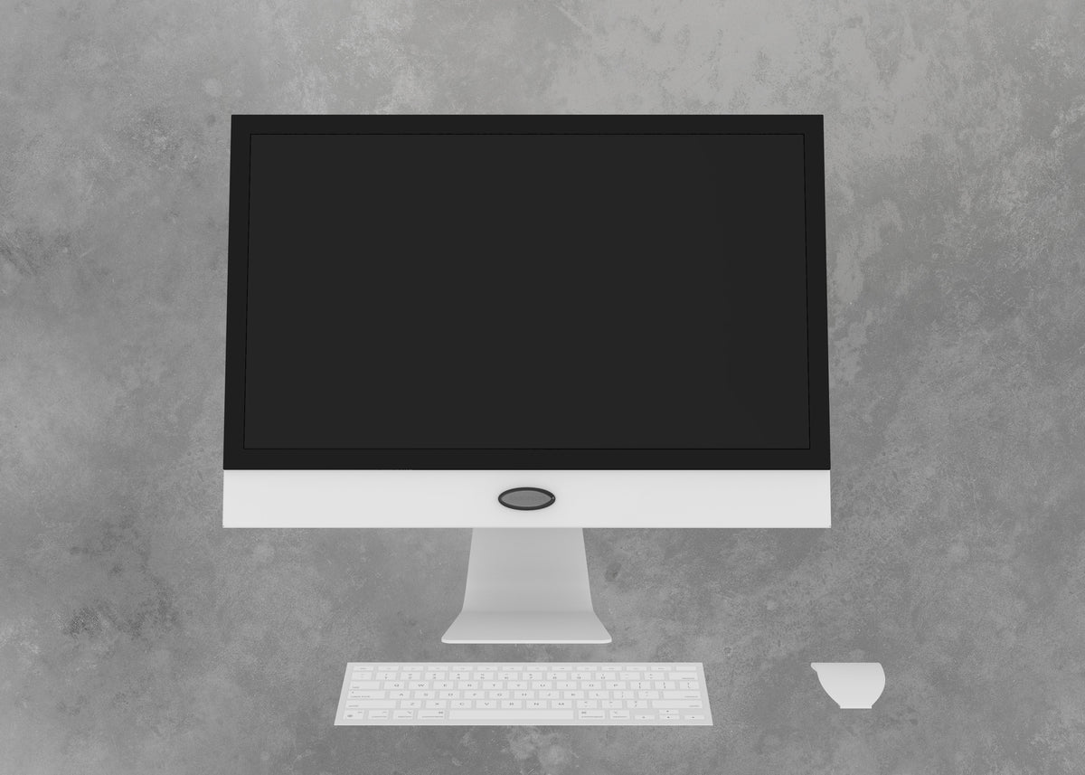 21 inch white computer prop with monitor keyboard mouse closed back ...