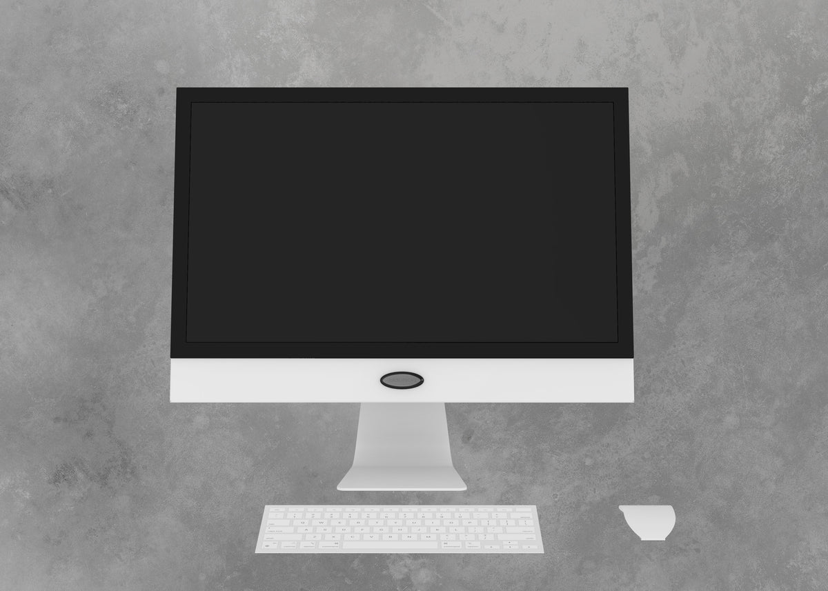 21 inch white computer prop with monitor keyboard and mouse – Turboprops